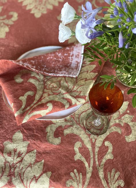 Linen Tablecloth Isabella Block Printed Tablecloth AllÓra