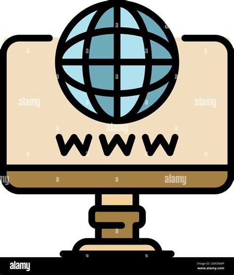 Computer Domain Icon Outline Computer Domain Vector Icon Color Flat Isolated Stock Vector Image