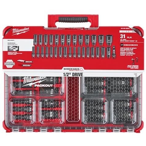 Milwaukee 49 66 6806 Shockwave Impact Duty Socket 12” Dr 31pc Packout Set