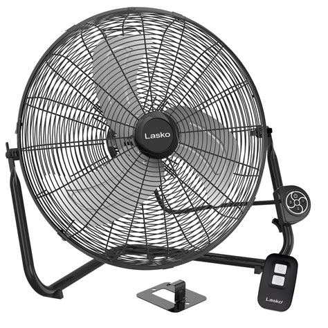 Lasko 20 High Velocity Floor Fan Wall Mount 3 Speed Remote Black