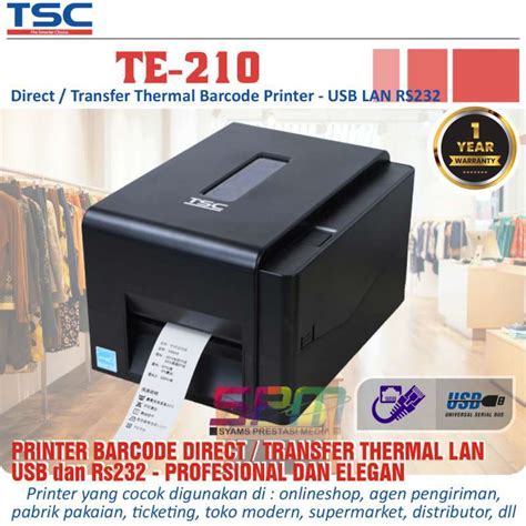Jual Printer Barcode Label Sticker Tsc Te210 Te 210 Lan Usb Rs232