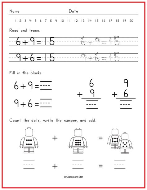 Six Plus Nine Worksheet Classroom Star Worksheets
