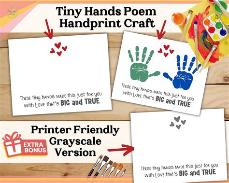 Tiny Hands Poem Love Handprint Art Mothers Day Keepsake T