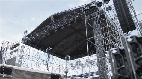 Installation Of A Huge Stage For An Outdoor Concert Large Stage Under