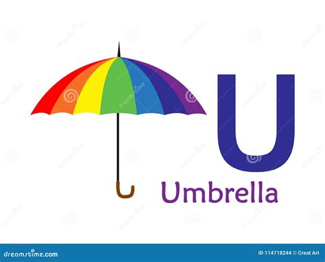Alphabet Word Uu For Umbrella Vector Illustration