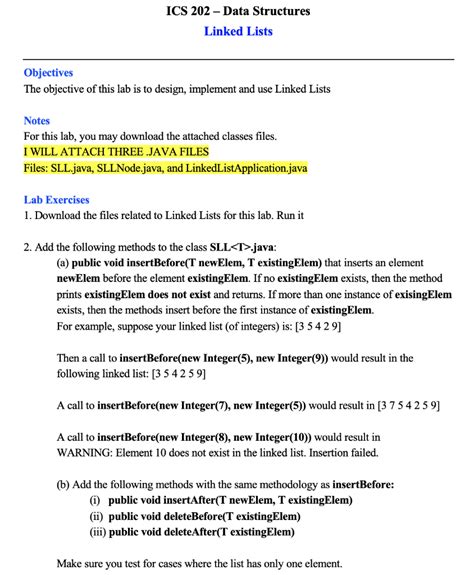 Solved Ics 202 Data Structures Linked Lists Objectives The