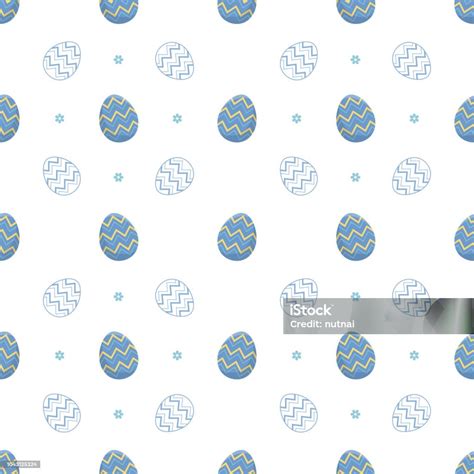 Blue Easter Egg Seamless Pattern Background Vector Stock Illustration