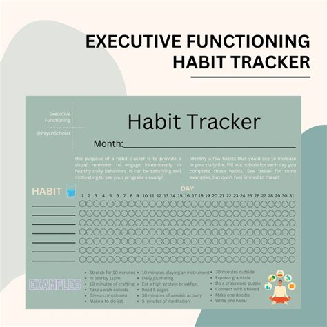 Executive Functioning Worksheet Bundle Adhd Autism Ef Habit Tracker Productivity Goals