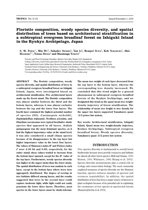 Pdf Floristic Composition Woody Species Diversity And Spatial Distribution Of Trees Based On