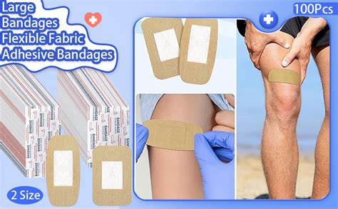 200 Pcs Large Bandages Bulk Flexible Fabric Adhesive Bandages Waterproof Breathable Bandage Wrap