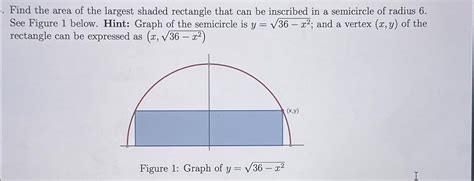Solved Find The Area Of The Largest Shaded Rectangle That
