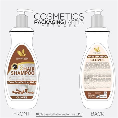 Cosmetics Packaging Label Bottle Mockup For Hair Shampoo With Clove