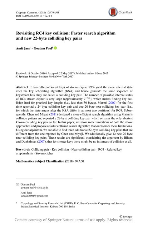 Revisiting Rc4 Key Collision Faster Search Algorithm And New 22 Byte