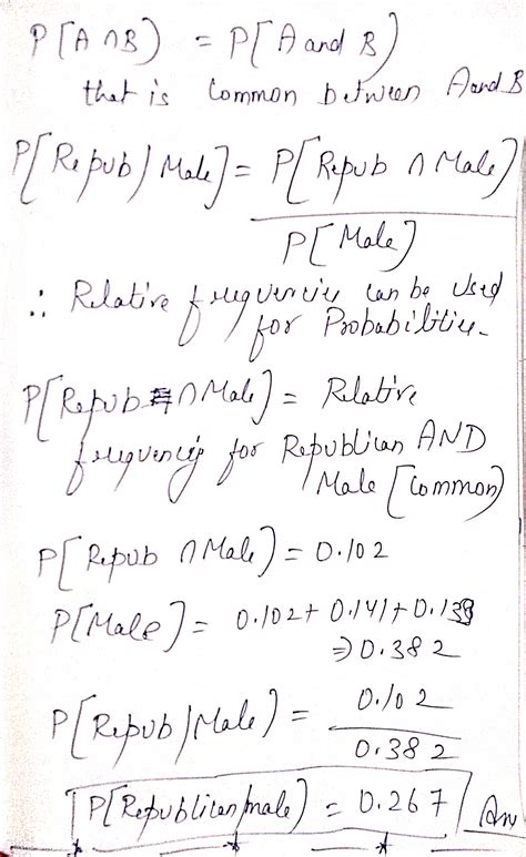 Solved Given The Following Partial Relative Frequency Table