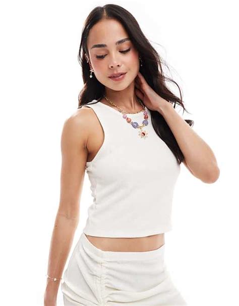 Vero Moda Crop Top De Plage Densemble En Jersey Texturé Blanc Asos