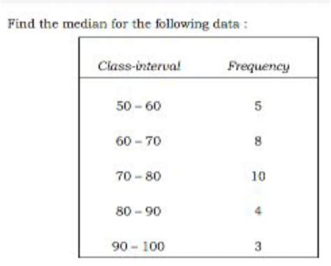 find the median for the following data begin{tabular} { c c } hl