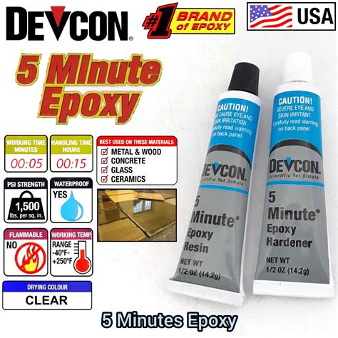 Usa Devcon 5 Minutes Epoxy Adhesive For Handcraft Glass Wood