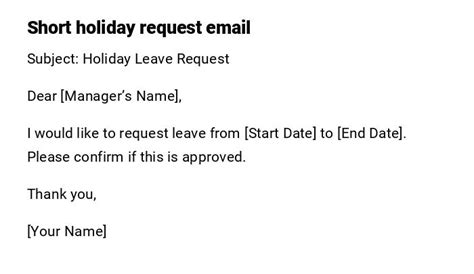 Holiday Request Letter