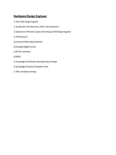 Hardware Design Engineer Pdf