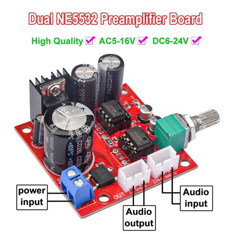 Dual Ne5532 Preamplifier Board Ac5 16v Dc6 24v Single Power Amplifier