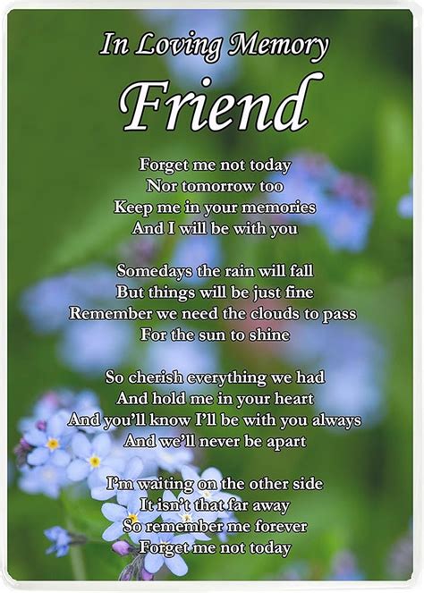 In Loving Memory Poems For A Friend
