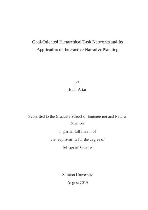 pdf goal oriented hierarchical task networks and its research