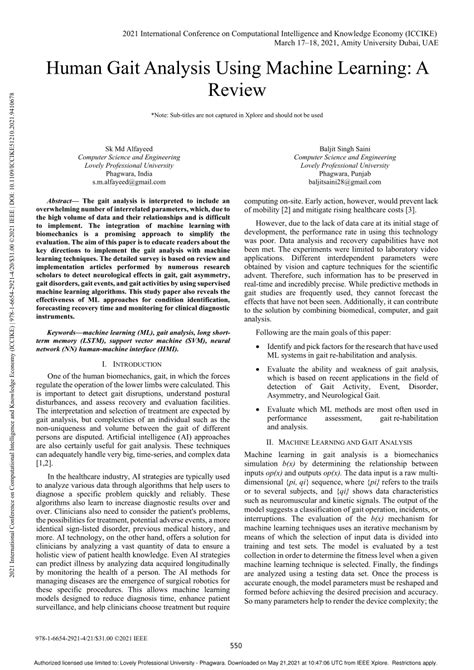 pdf human gait analysis using machine learning a review