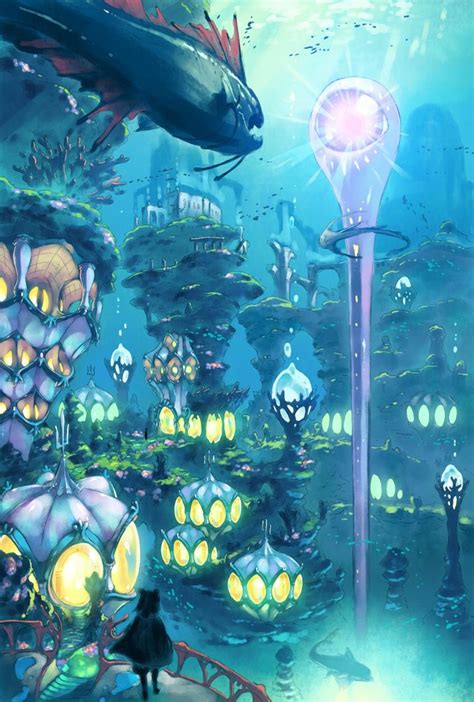 Onderwater Kunst Kunst Schetsen Fantasie Landschap