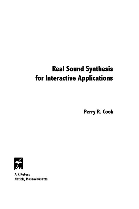 Pdf Real Sound Synthesis For Interactive Applications