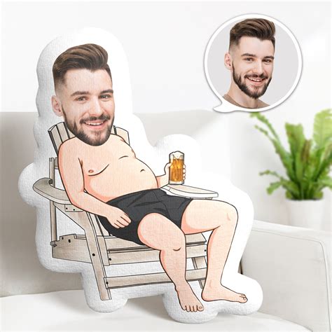Custom Photo Face Pillow Funny Husband With Beer Face Pillow Face