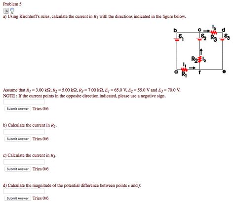 Solved Problem 5 A Using Kirchhoffs Rules Calculate The