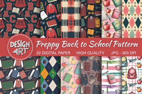 Preppy Back To School Pattern Graphic By Design Art · Creative Fabrica