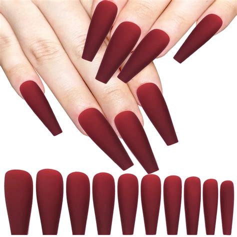 Red Matte Coffin Nails
