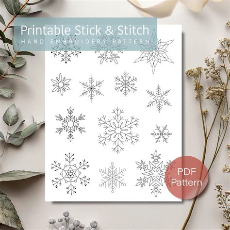 Snowflakes Embroidery Pattern Printable Stick N Stitch Design