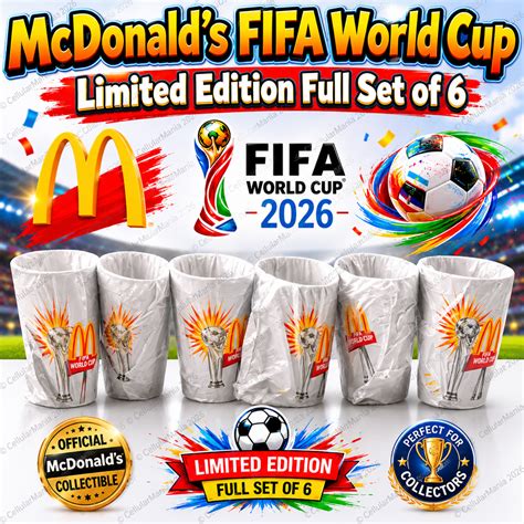 Mcdonalds Fifa World Cup 2026 Cups Full Set Of 6 New Sealed Beckham