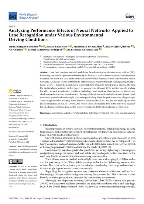 Pdf Analyzing Performance Effects Of Neural Networks Applied To Lane