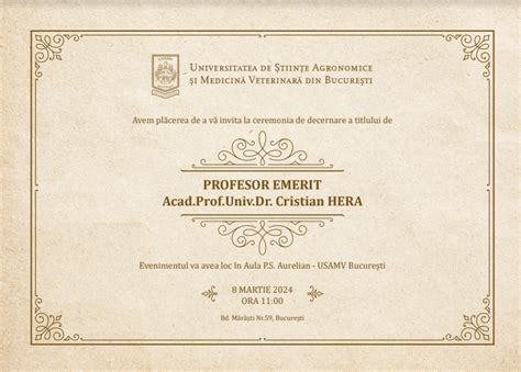 Ceremonia De Decernare A Titlului Profesor Emerit Domnului Acad Prof Drdoc Cristian Ioan