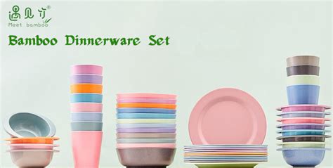 Ce Eco Kitchen Set Bamboo Fiber Plate Dish Set With Customs Printing
