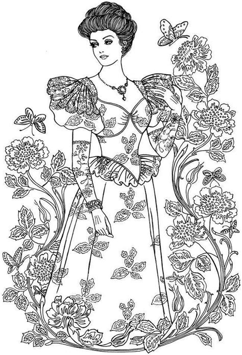 Vintage Old Fashion Dress Coloring Pages Dover Fashion Coloring Pages