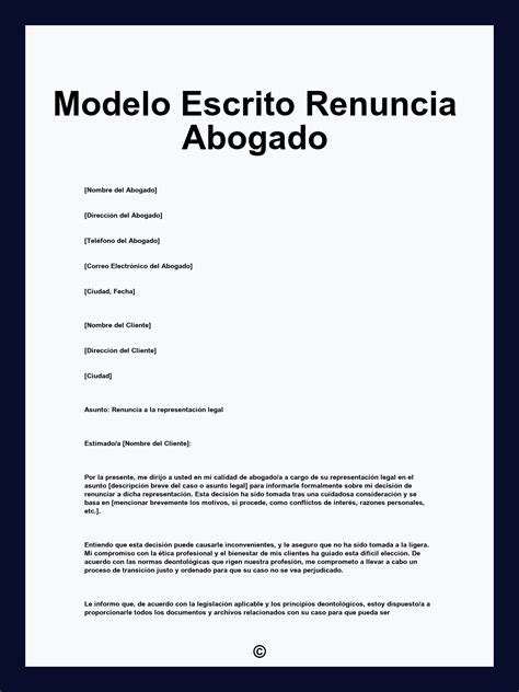 Modelo Escrito Renuncia Abogado