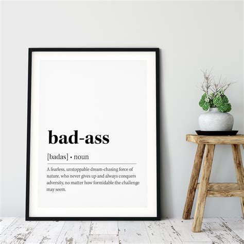 Badass Definition Wall Art Bad Ass Quote Decor Funny Office Wall Art