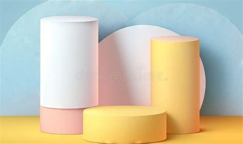 A Group Of Three Different Colored Objects On A Yellow Surface Stock Illustration Illustration