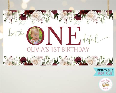 Isnt She Onederful Birthday Banner Isnt She Lovely Wild Flowers 1st