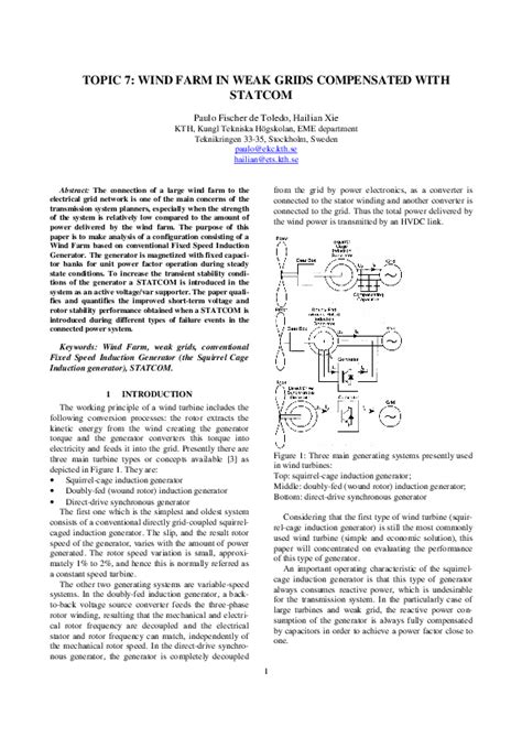 Pdf Topic 7 Wind Farm In Weak Grids Compensated With Statcom