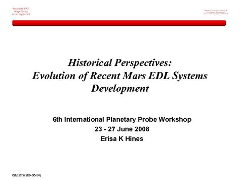 Historical Perspectives Evolution Of Recent Mars Edl Systems