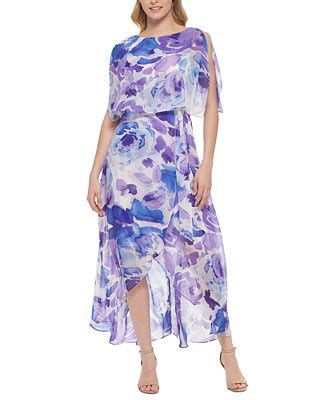Jessica Howard Petite Printed Flutter Sleeve Maxi Dress Macys