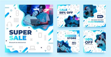 Premium Vector Electronics Store Instagram Posts Template