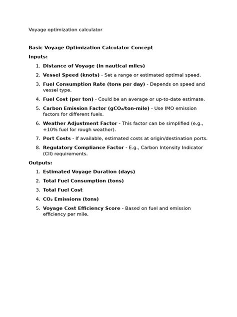 Voyage Optimization Calculator Pdf Technology And Engineering