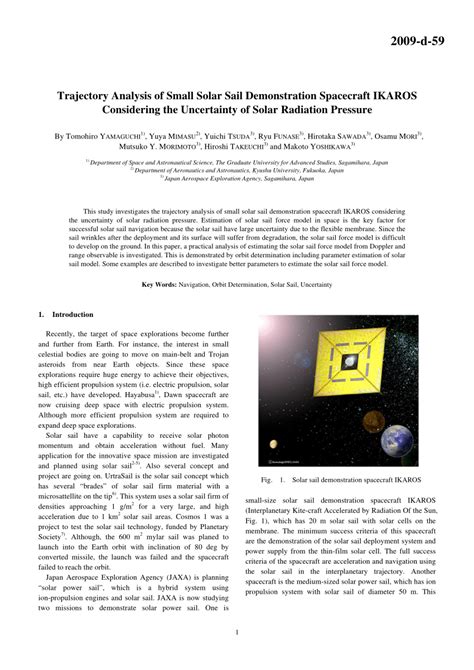 Pdf Trajectory Analysis Of Small Solar Sail Demonstration Spacecraft