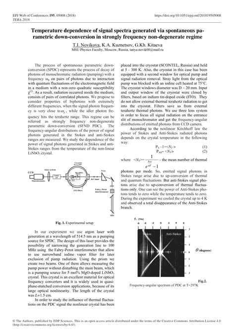 Pdf Temperature Dependence Of Signal Spectra Generated Via Spontaneous Parametric Down